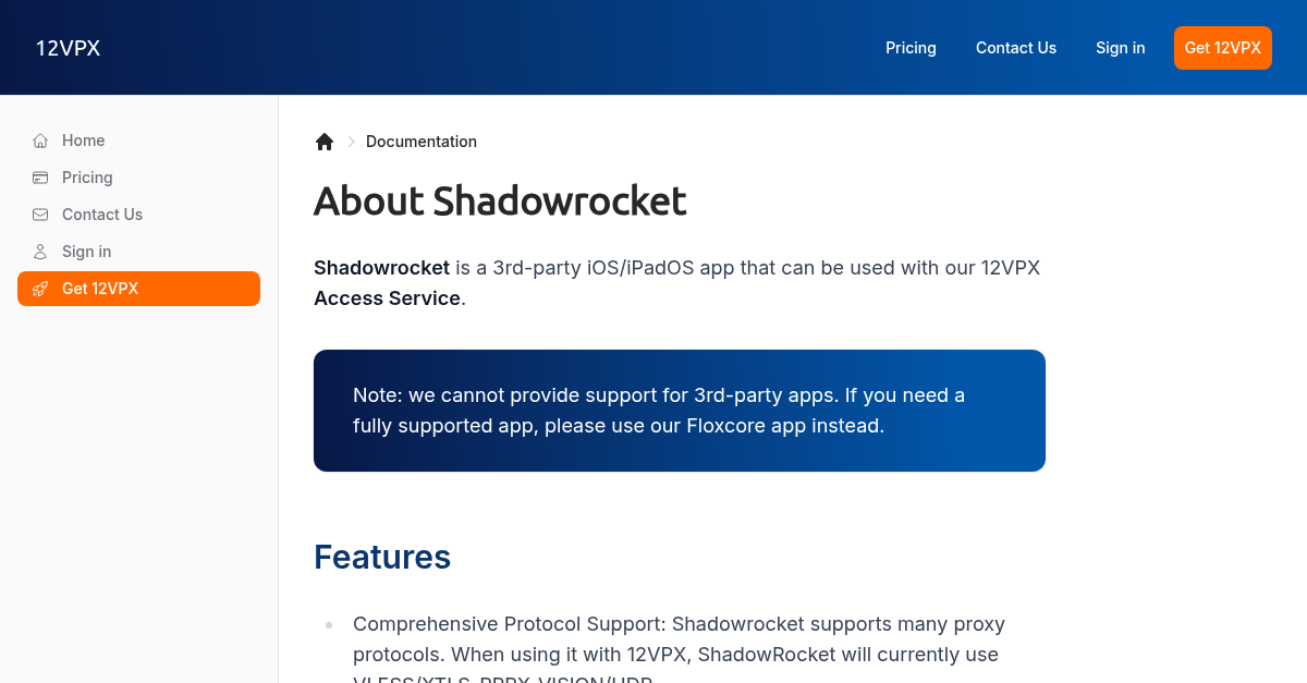 About Shadowrocket - 12VPX