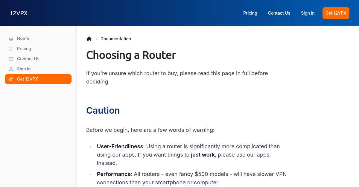 Choosing a Router - 12VPX