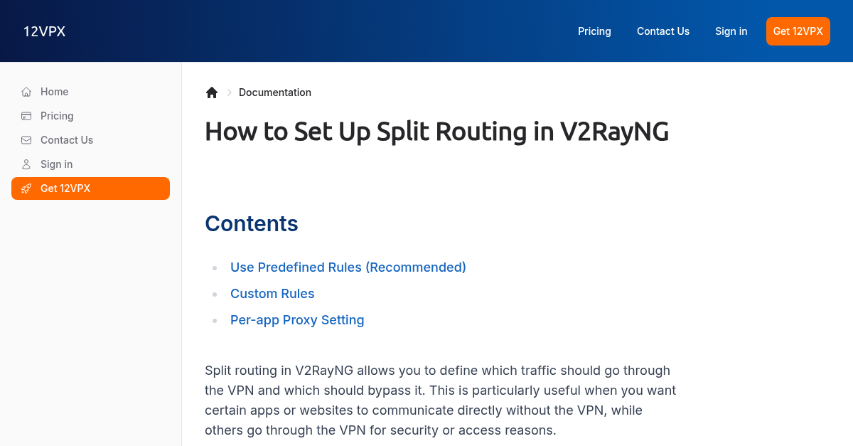 How to Set Up Split Routing in V2RayNG - 12VPX