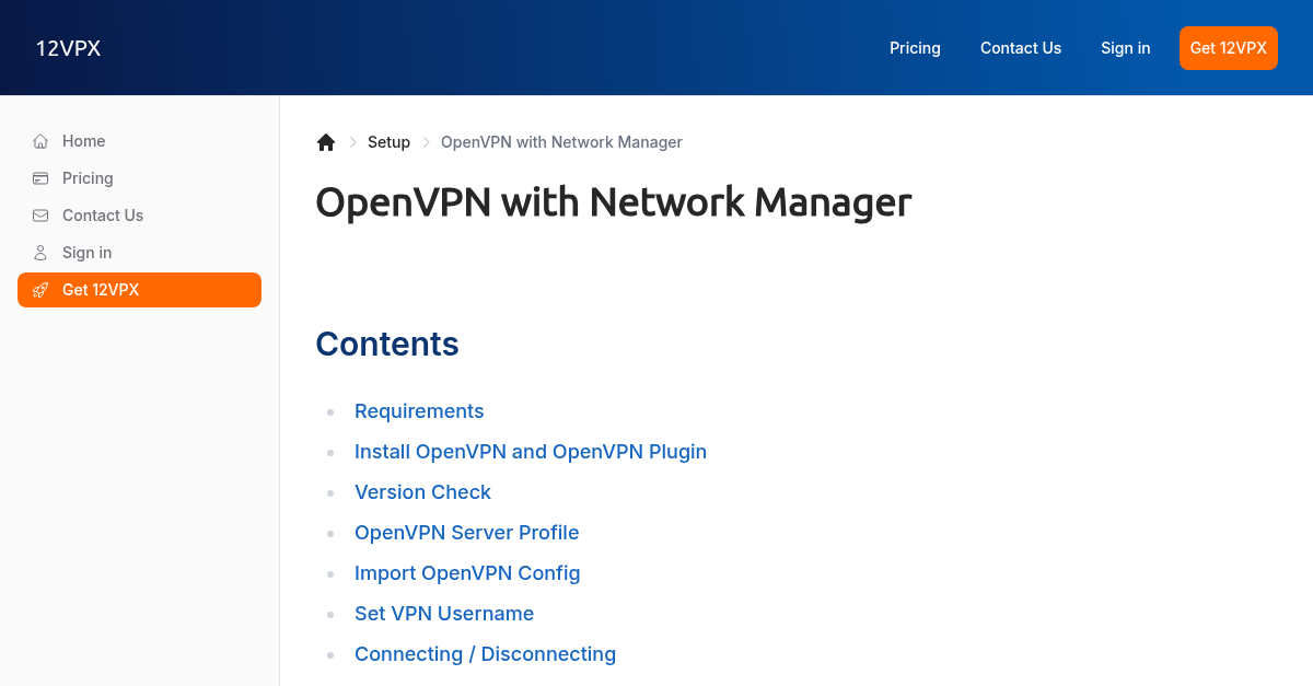 OpenVPN with Network Manager - 12VPX