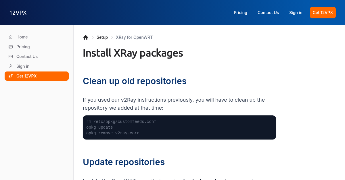 Install XRay packages - 12VPX