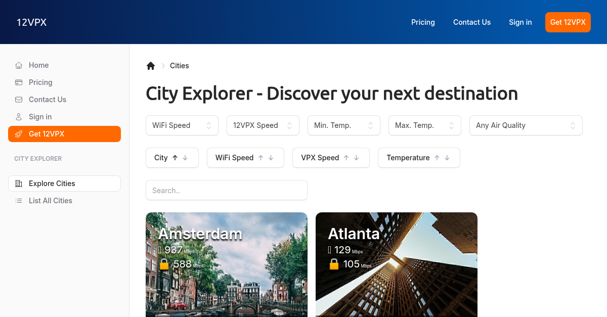 City Explorer - Discover your next destination - 12VPX