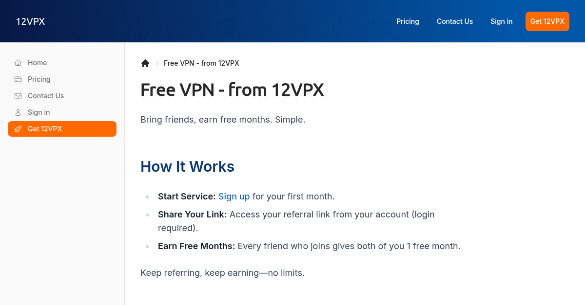 Free VPN - from 12VPX - 12VPX