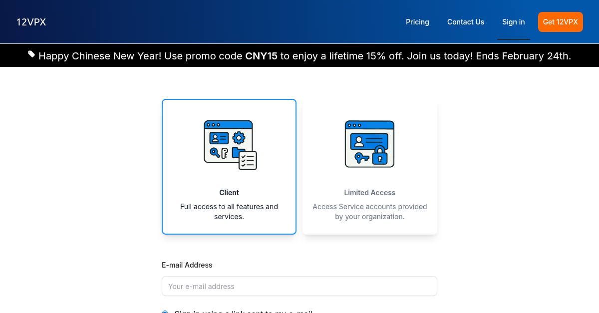 Sign in to your account - 12VPX