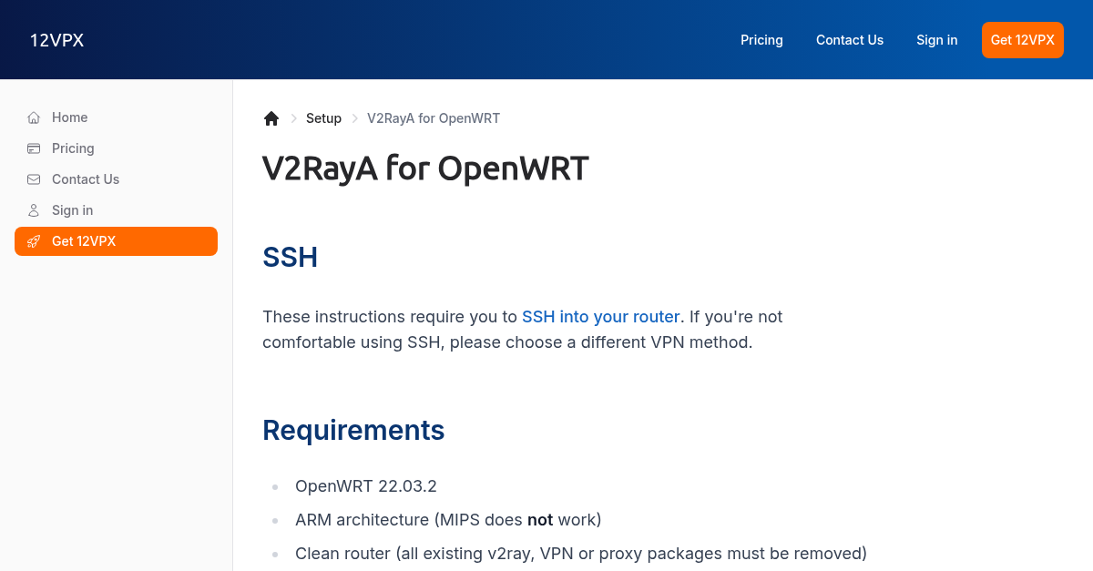V2RayA for OpenWRT - 12VPX